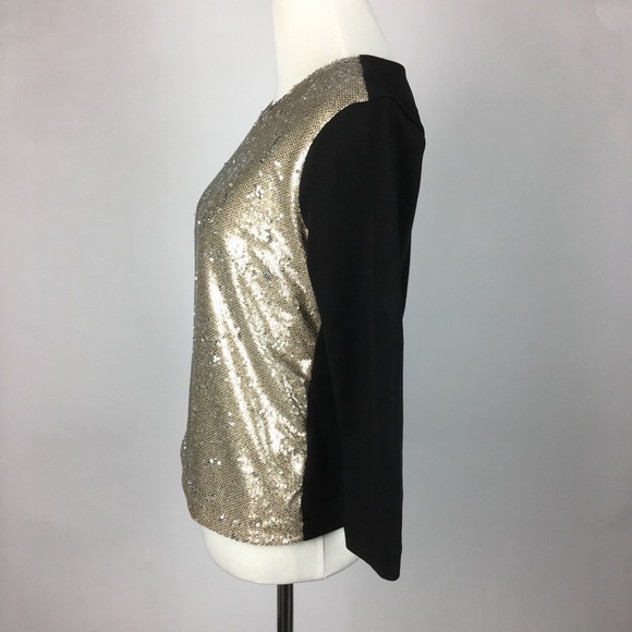 Nicole Miller | Tops | Nicole Miller Gold Sequin Front Holiday Party ...